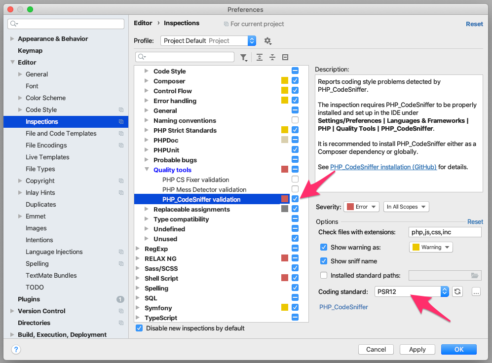 PHPStormにPHP_CodeSnifferを導入してみた - HBソフトスタジオ